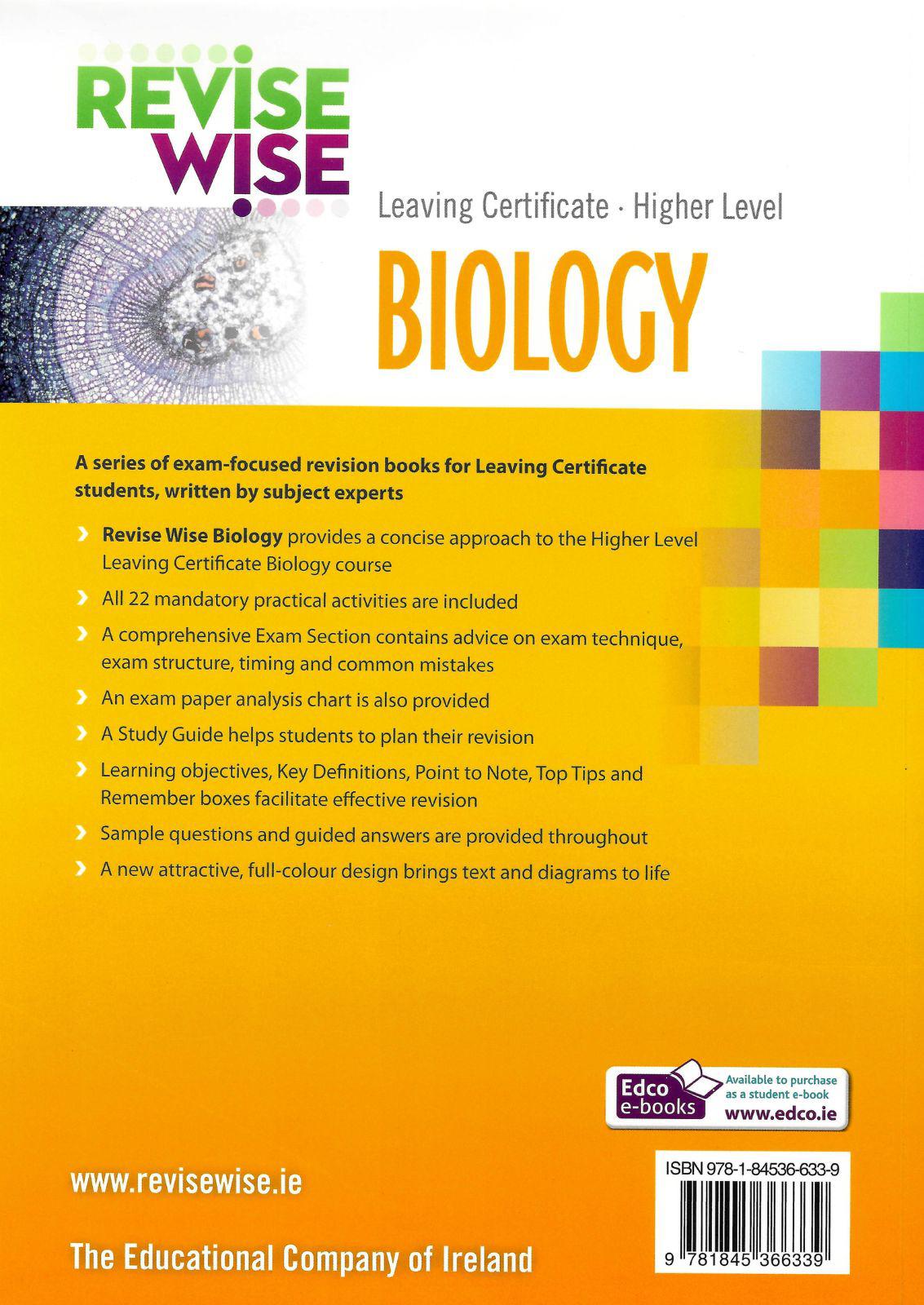 Revise Wise - Leaving Cert - Biology - Higher Level – Schoolbooks.ie Revise Wise - Leaving Cert - Biology - Higher Level – Schoolbooks.ie