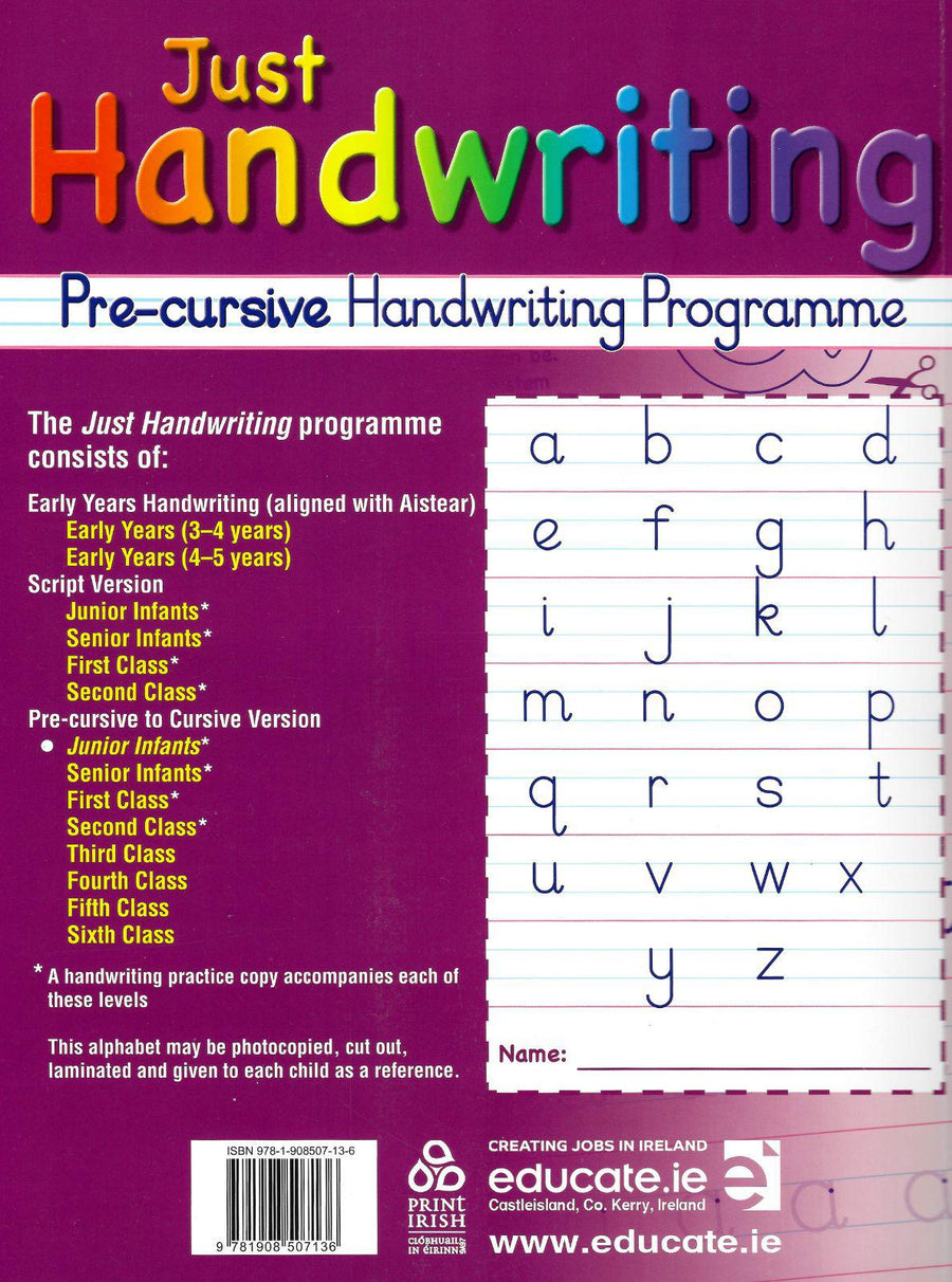 Just Handwriting - Junior Infants – Schoolbooks.ie