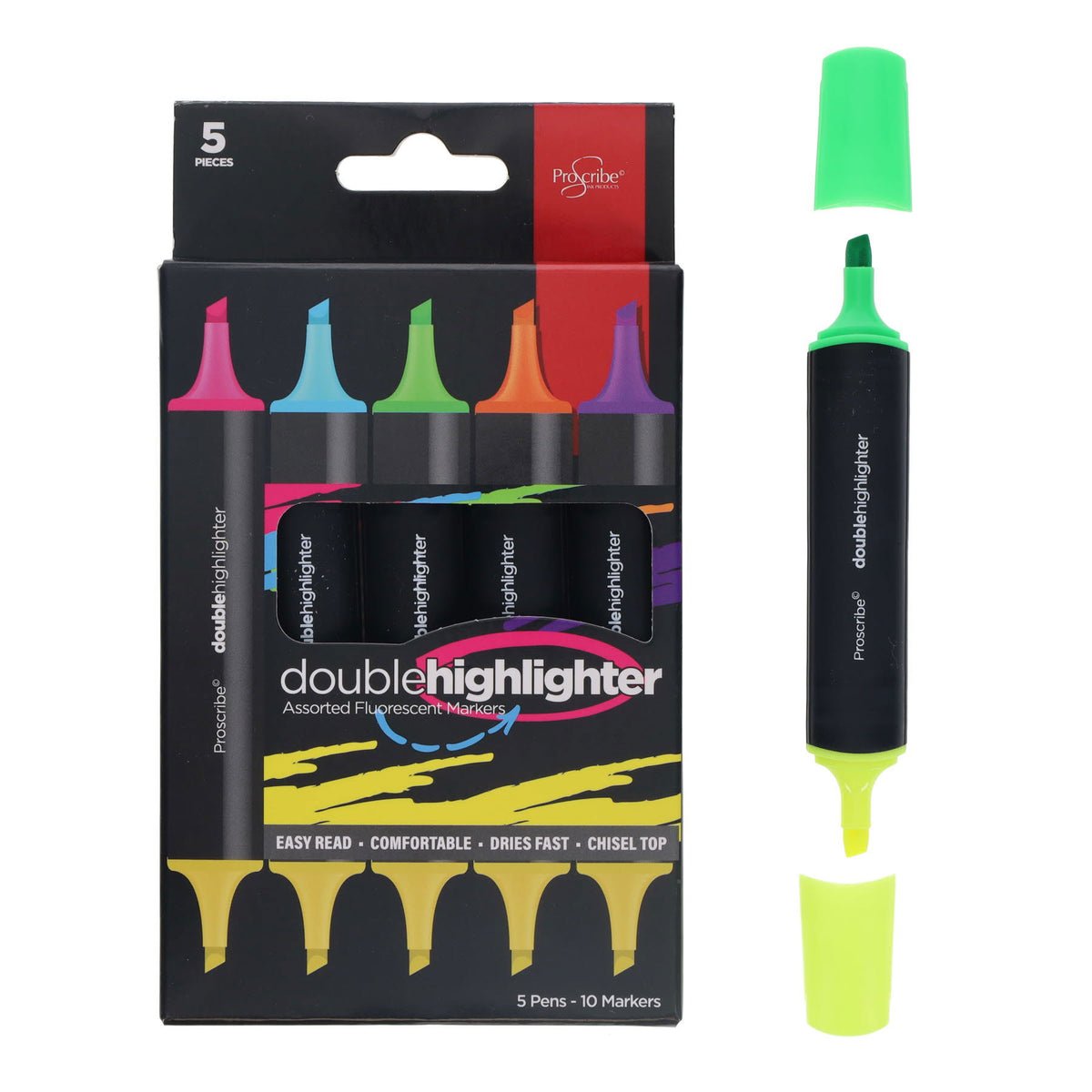 ProScribe - 5 Double Ended Highlighter Markers – Schoolbooks.ie