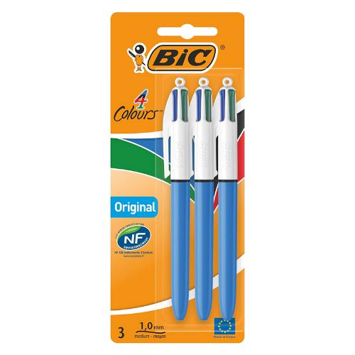BIC - Card 3 Original 4 Colour Retractable Biros – Schoolbooks.ie