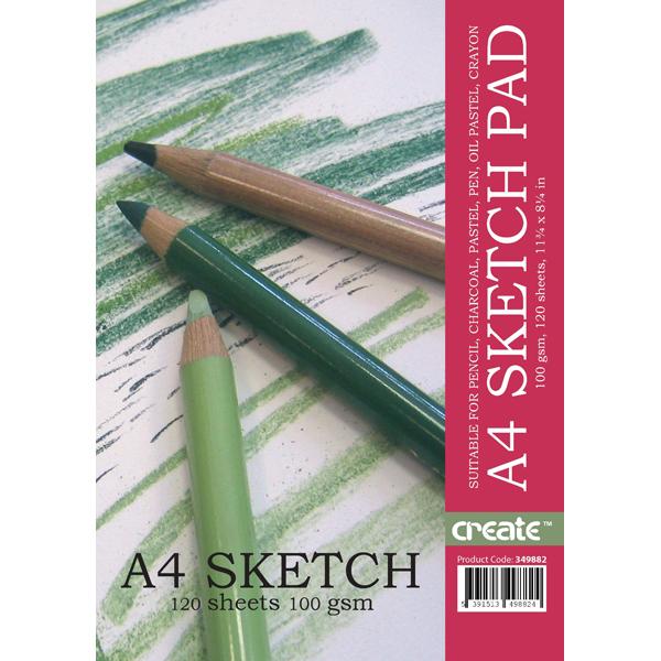 Create - Jumbo Spiral Sketch Pad - 100 Sheets 100gsm - A4 – Schoolbooks.ie