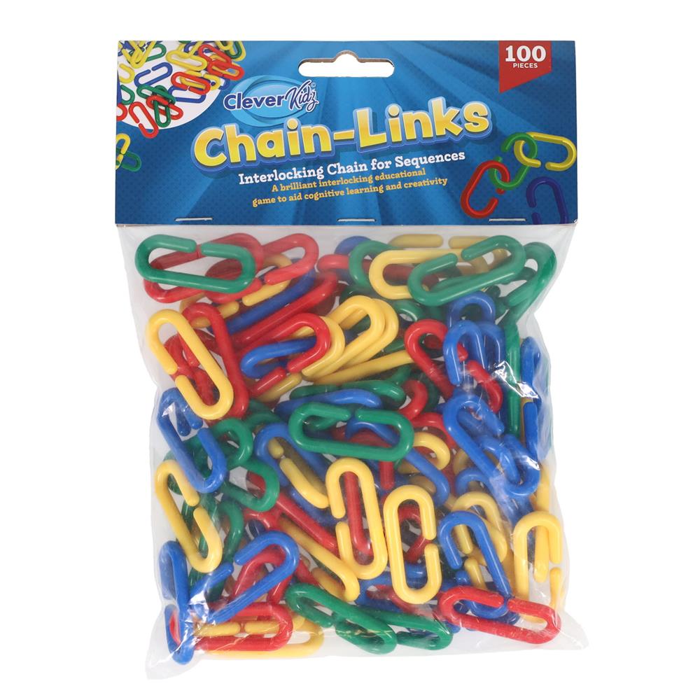 Clever Kidz - Pack of 100 Chain-Links - Assorted Colours
